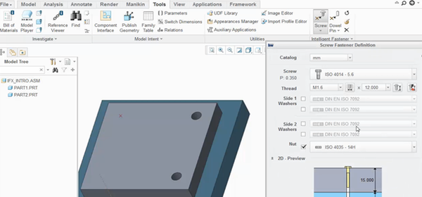 How to Use Standard Hardware and Fasteners in Creo | PTC