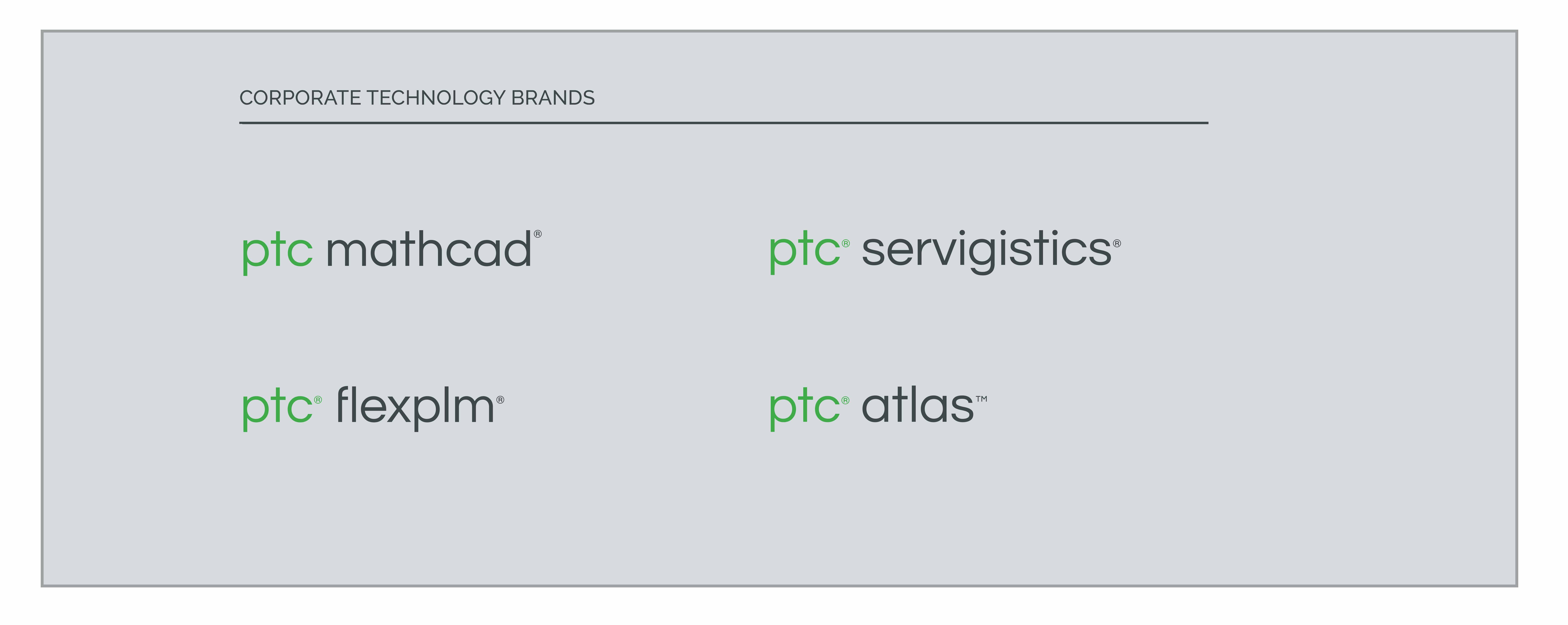 Brand Architecture | Logotypes | Our Visual System | PTC Brand Guide
