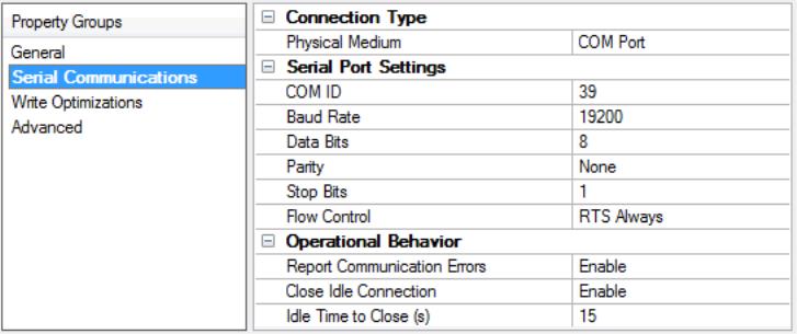 Channel Properties — Serial Communications